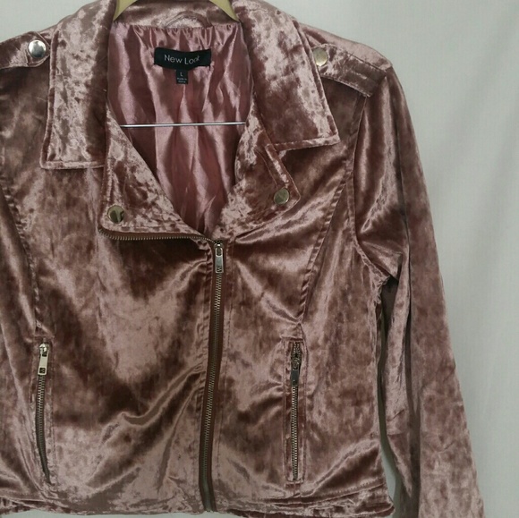 New Look | Jackets & Coats | New Look Pink Crushed Velvet Moto Jacket ...